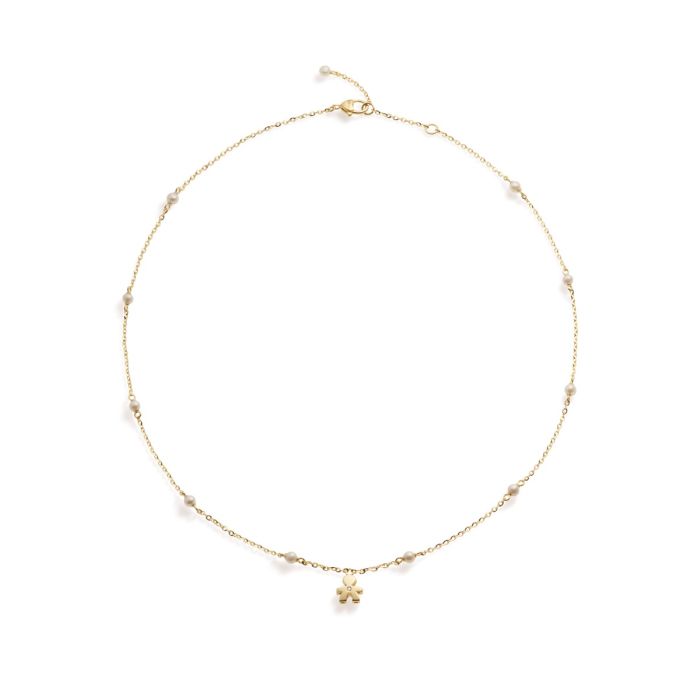 Collana Lebebé Le Perle Oro Giallo con Perline e Pendente Bimbo Diaman ...